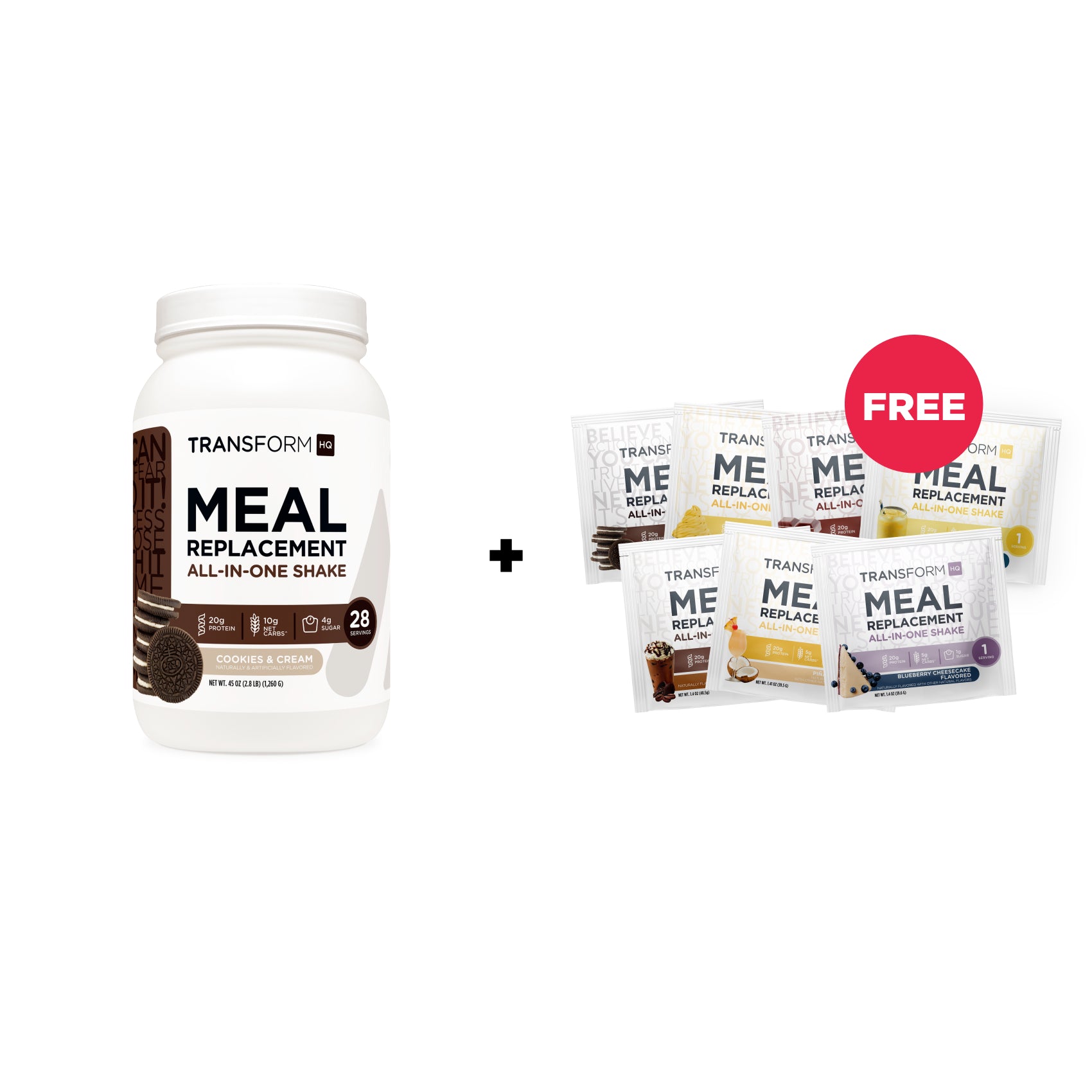 $20 Off Cookies & Cream Shake + 7 Shake Packs Free (Bundle) - TransformHQ