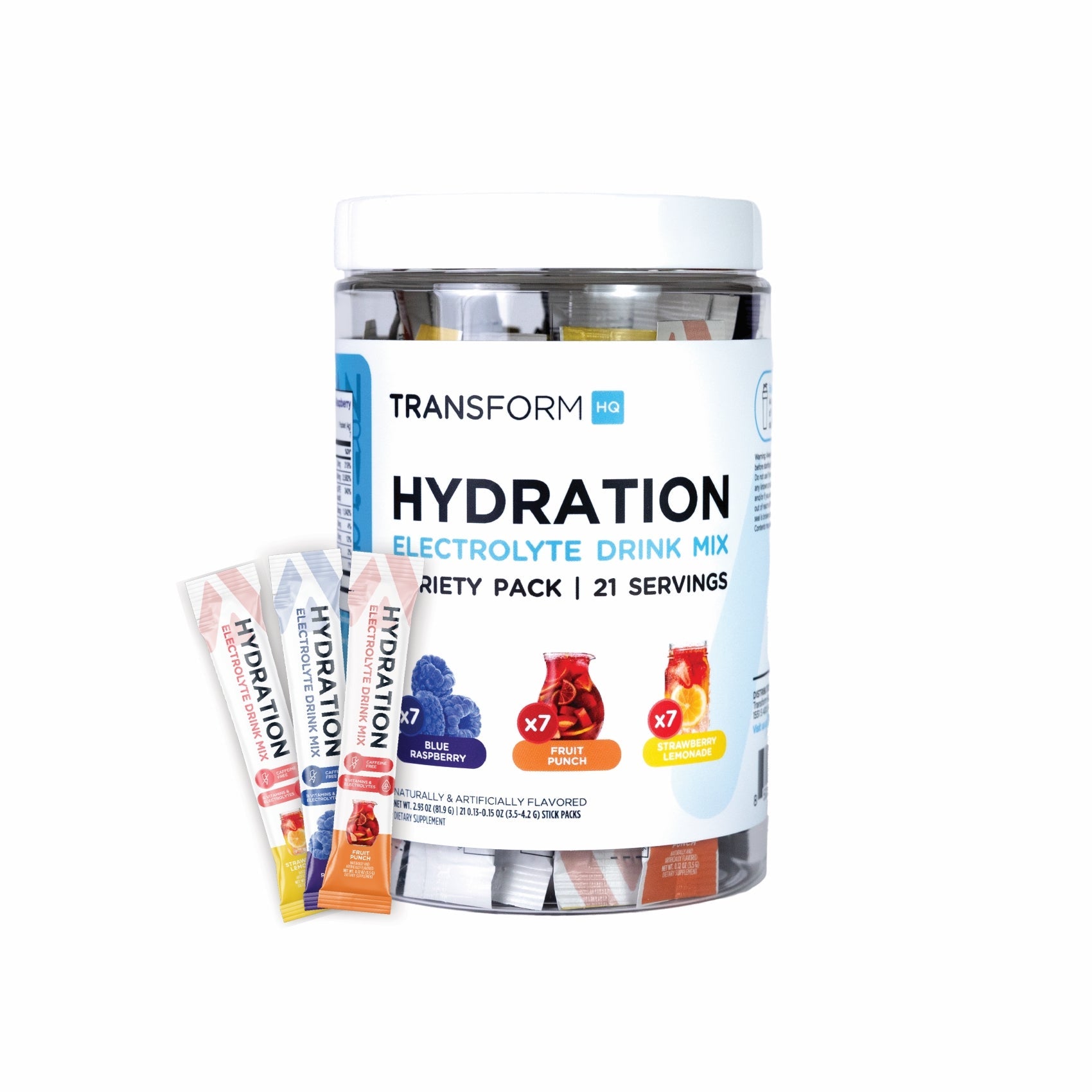 Hydration + Electrolyte Drink Mix (21-Stick Tub $14.99 Bin) - TransformHQ